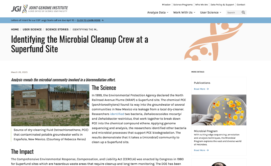 Major Publication about Identifying Microbes at Superfund Site: New Mexico Tech